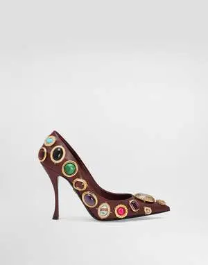 Dolce & Gabbana Pumps With Stone Embroidery Pumps And Slingback - Multicolor