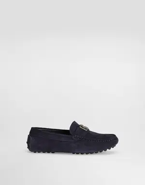 Dolce & Gabbana Split Leather Loafers With Dg Logo - Blue