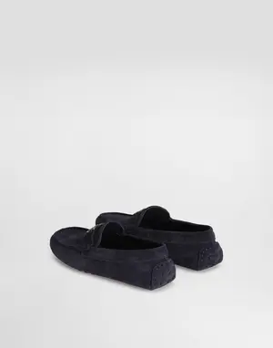 Dolce & Gabbana Split Leather Loafers With Dg Logo - Blue