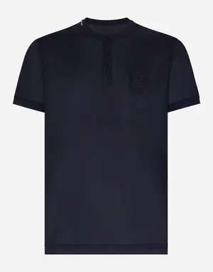 Dolce & Gabbana Silk Granddad-neck T-shirt T-shirts And Polos - Grey