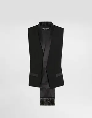 Dolce & Gabbana Wool Gabardine Vest Suits And Blazers Wool - Black