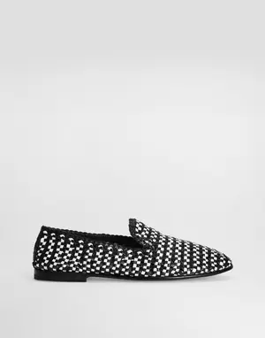 Dolce & Gabbana Woven Leather Slippers Driver Shoes And Loafers Black - Multicolor