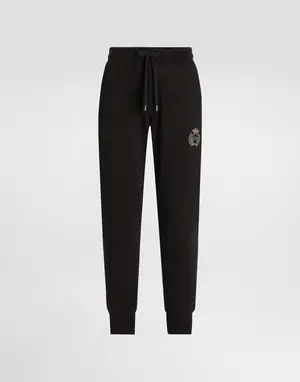 Dolce & Gabbana Jersey Trousers With Heraldic Patch - Black