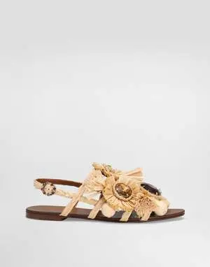 Dolce & Gabbana Braided Rafia Flip-flops Flat Shoes - Multicolor