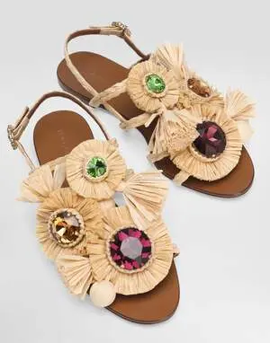 Dolce & Gabbana Braided Rafia Flip-flops Flat Shoes
