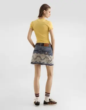 Dolce & Gabbana Denim Skirt With Lace Embellishment