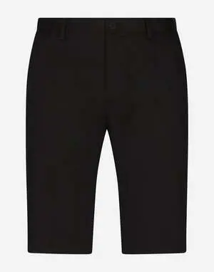 Dolce & Gabbana Stretch Cotton Shorts With Dg Patch Pants And Shorts Cotton - Black