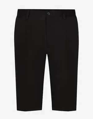 Dolce & Gabbana Stretch Cotton Shorts With Dg Patch Pants And Shorts Cotton - Blue