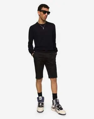 Dolce & Gabbana Stretch Cotton Shorts With Dg Patch Pants And Shorts Cotton - Blue