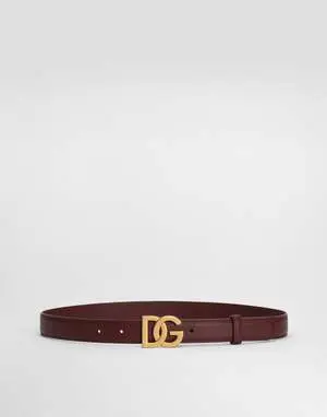Dolce & Gabbana Calfskin Belt With Dg Logo Belts Leather - Bordeaux