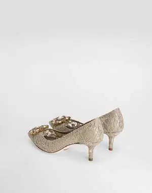 Dolce & Gabbana Lace Pumps With Brooch Detail - Beige