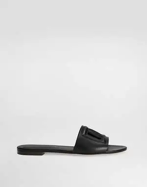 Dolce & Gabbana Calfskin Sliders - Black