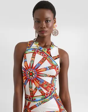 Dolce & Gabbana Carretto Print Viscose Jersey Jumpsuit