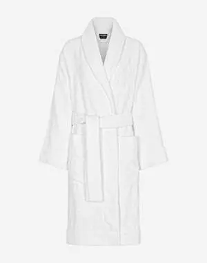 Dolce & Gabbana Bath Robe In Terry Cotton Jacquard Monochrome Bathrobes - Multicolor