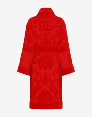 Dolce & Gabbana Bath Robe In Terry Cotton Jacquard Monochrome Bathrobes