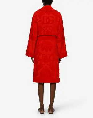 Dolce & Gabbana Bath Robe In Terry Cotton Jacquard Monochrome Bathrobes