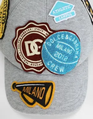 Dolce & Gabbana Fleece Baseball Hat With Mixed Patches Accessories Gray