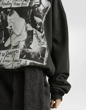 Dolce & Gabbana Printed Cotton Crew Neck Sweatshirt - Black