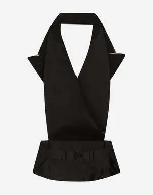 Dolce & Gabbana Double-breasted Silk Satin Vest With Low Neckline On The Back Shirts And Tops