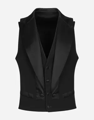 Dolce & Gabbana Single-breasted Gabardine Vest Suits And Blazers Wool - Black