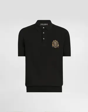 Dolce & Gabbana Virgin Wool Polo Shirt Sweaters And Cardigans - Black
