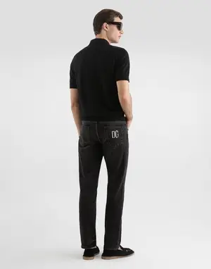Dolce & Gabbana Virgin Wool Polo Shirt Sweaters And Cardigans - Black