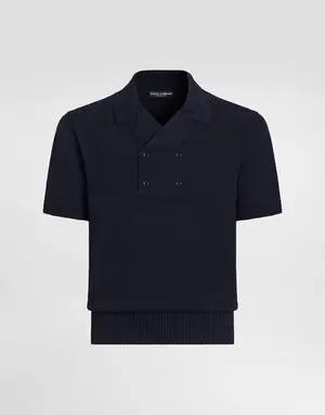 Dolce & Gabbana Cotton-linen Polo Shirt Sweaters And Cardigans - Blue