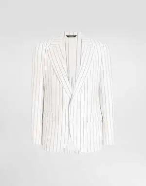 Dolce & Gabbana Single-breasted Pinstripe Linen-blend Jacket Suits And Blazers Multi-colored - Multicolor