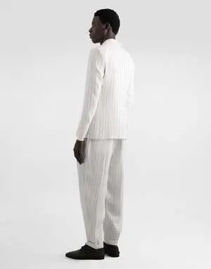Dolce & Gabbana Single-breasted Pinstripe Linen-blend Jacket Suits And Blazers Multi-colored