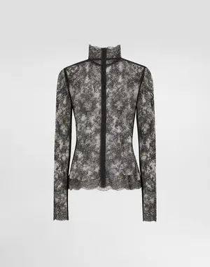 Dolce & Gabbana Floral Lace Turtle-neck Top Shirts And Tops Multi-colored - Multicolor