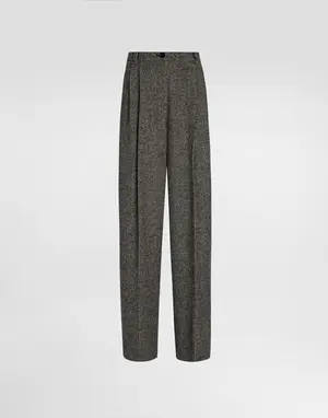 Dolce & Gabbana Wool Blend Trousers With Dotted Print Pants And Shorts - Multicolor