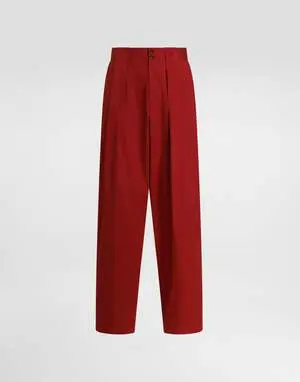 Dolce & Gabbana Pleated Cotton Linen Trousers - Red