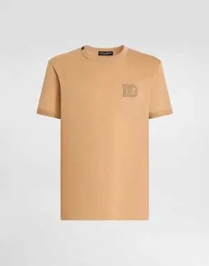 Dolce & Gabbana Cotton T-shirt With Patch T-shirts And Polos - Beige