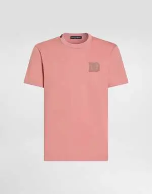 Dolce & Gabbana Cotton T-shirt With Patch T-shirts And Polos - Pink