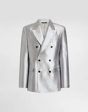 Dolce & Gabbana Giacca Suits And Blazers Gray Silk - Grey