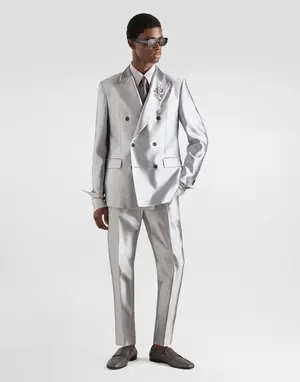Dolce & Gabbana Giacca Suits And Blazers Gray Silk