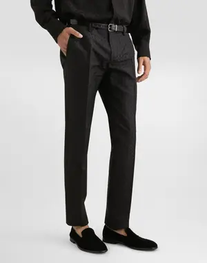 Dolce & Gabbana Micro Pattern Jacquard Trousers Collection - Black
