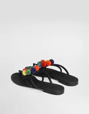 Dolce & Gabbana Rubber Beachwear Slides With Pom-poms - Multicolor