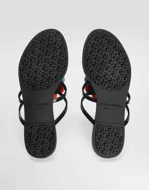 Dolce & Gabbana Rubber Beachwear Slides With Pom-poms - Multicolor