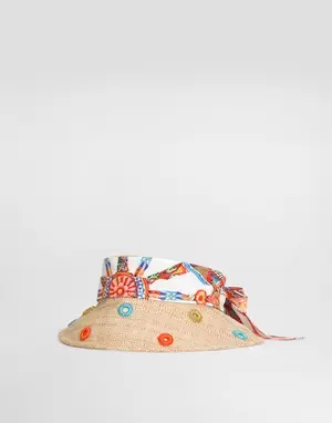 Dolce & Gabbana Carretto-print Raffia Hat Accessories Multi-colored - Multicolor