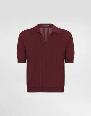 Dolce & Gabbana Short-sleeved Cotton Openwork Polo-shirt Sweaters And Cardigans Multi-colored