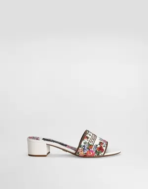 Dolce & Gabbana Nappa Leather Mules With Embroidery Slides And Mules - White