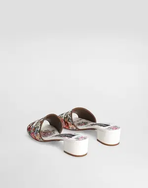 Dolce & Gabbana Embroidered Nappa Leather Mules - White