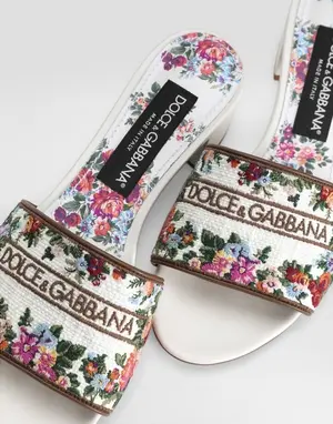 Dolce & Gabbana Embroidered Nappa Leather Mules - White