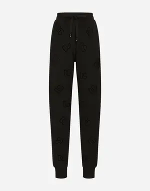 Dolce & Gabbana Cotton Jersey Jogging Pants With Cut-out Dg Logo - Black