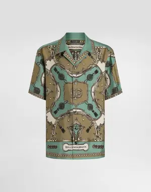 Dolce & Gabbana Cargo-print Hawaii Washed Silk Twill Shirt Shirts - Multicolor