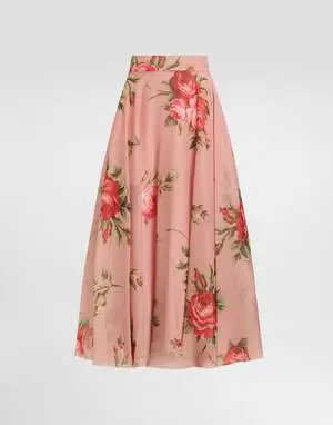 Dolce & Gabbana Rose Bouquet-print Chiffon Circle Skirt Skirts - Multicolor