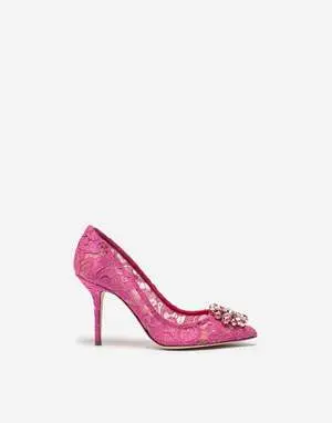 Dolce & Gabbana Pump In Taormina Lace With Crystals Pumps And Slingback Lace - Fuchsia