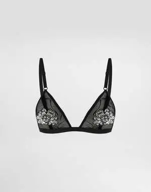 Dolce & Gabbana Tulle And Lace Bra Underwear - Black