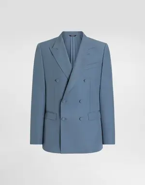 Dolce & Gabbana Double-breasted Wool Poplin Jacket Suits And Blazers - Azure